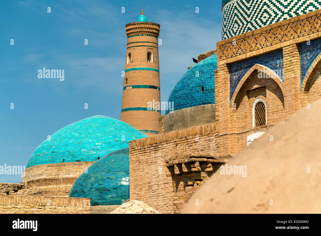 Historic buildings at Itchan Kala fortress in the historic center of ...