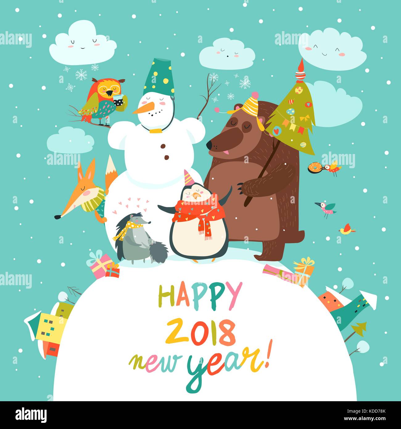 Happy animals celebrating Christmas Stock Vector Image & Art - Alamy