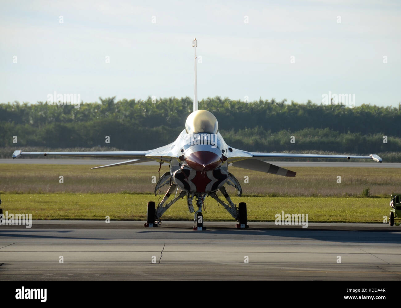 Modern fighter jet on the ground front view Stock Photo - Alamy