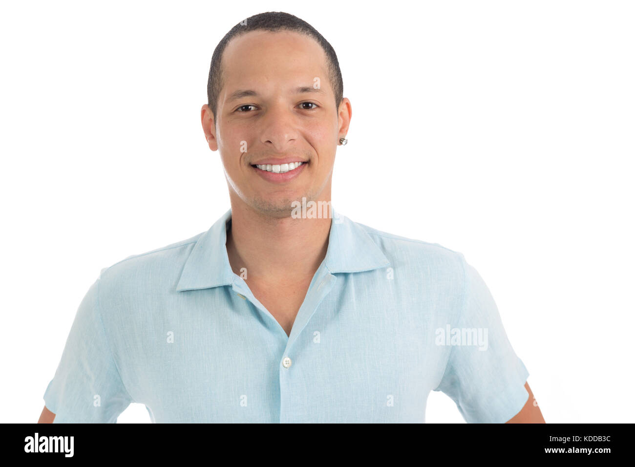 Friendly man smiles with confidence. Young latin american man wearing ...