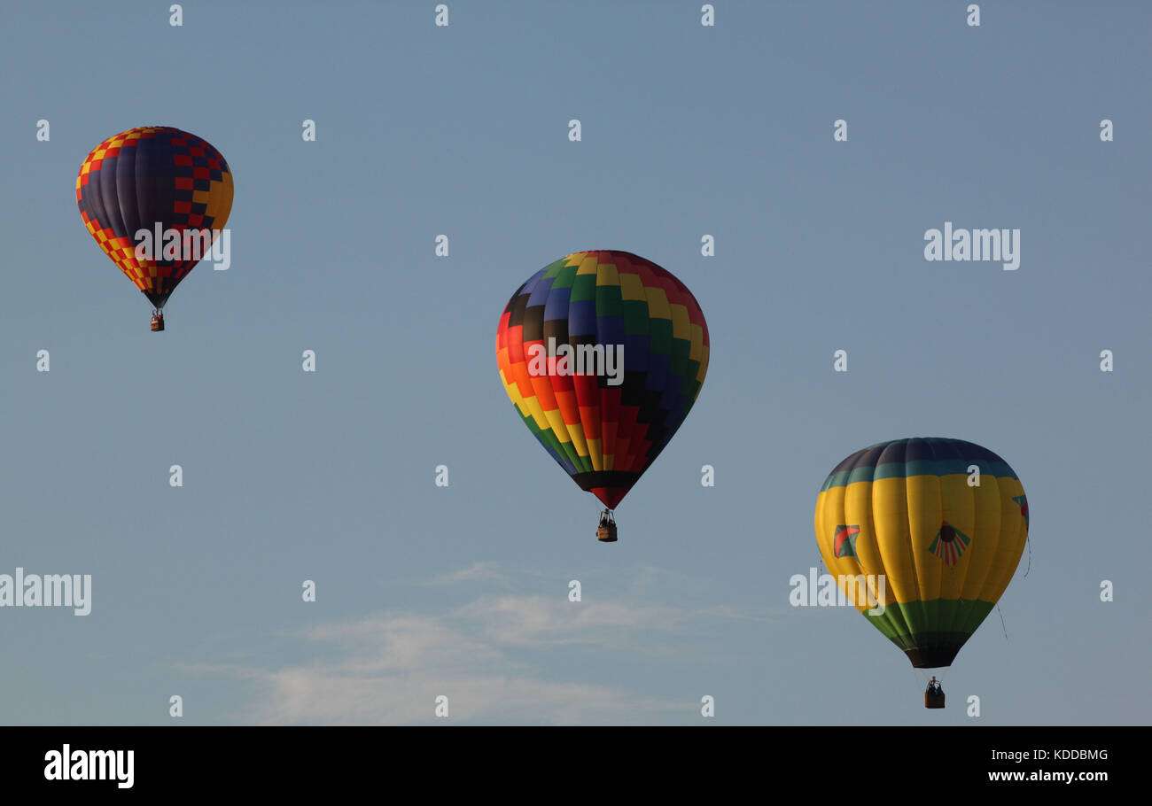 Three hot air balloons in flight Stock Photo - Alamy