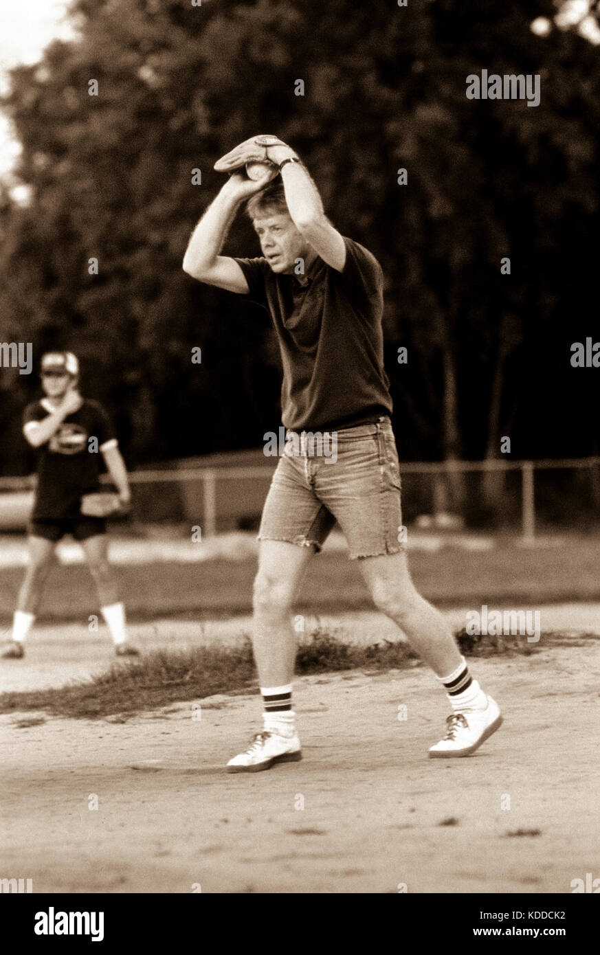 President Jimmy Carter plays softball 1976 - 1979 with off duty Secret ...