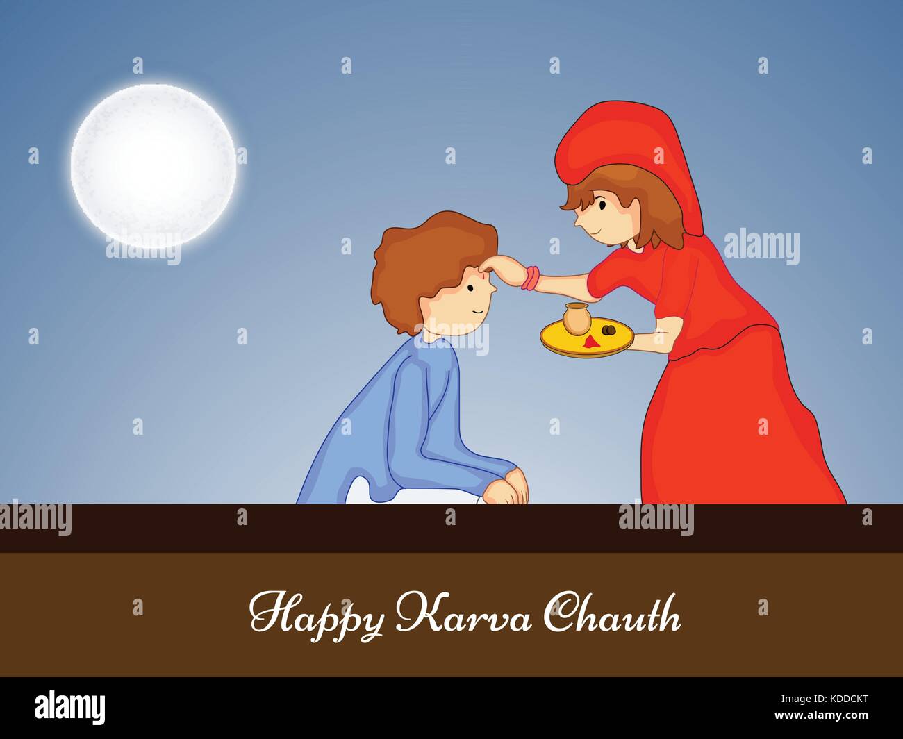 illustration of Hindu Festival Karva Chauth background Stock Vector ...