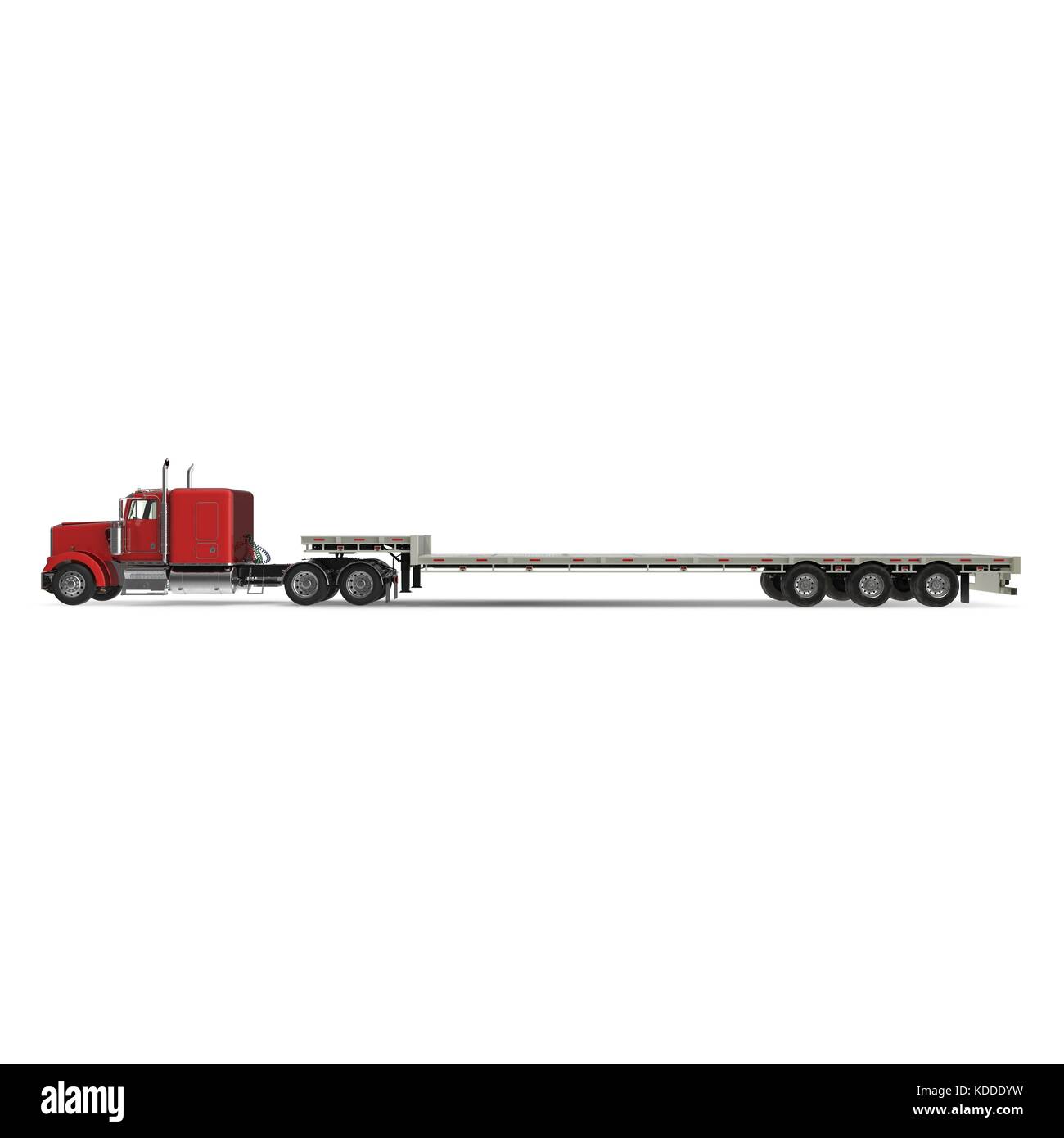 Truck with Double Drop Trailer on white. 3D illustration Stock Photo ...