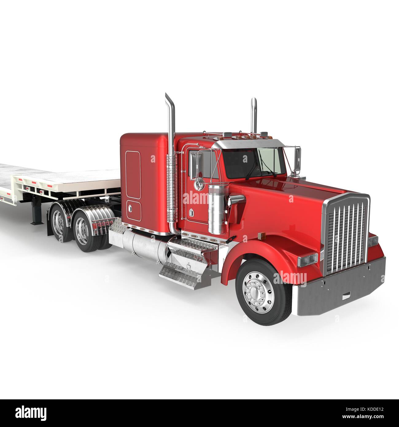 Truck with Double Drop Trailer on white. 3D illustration Stock Photo ...