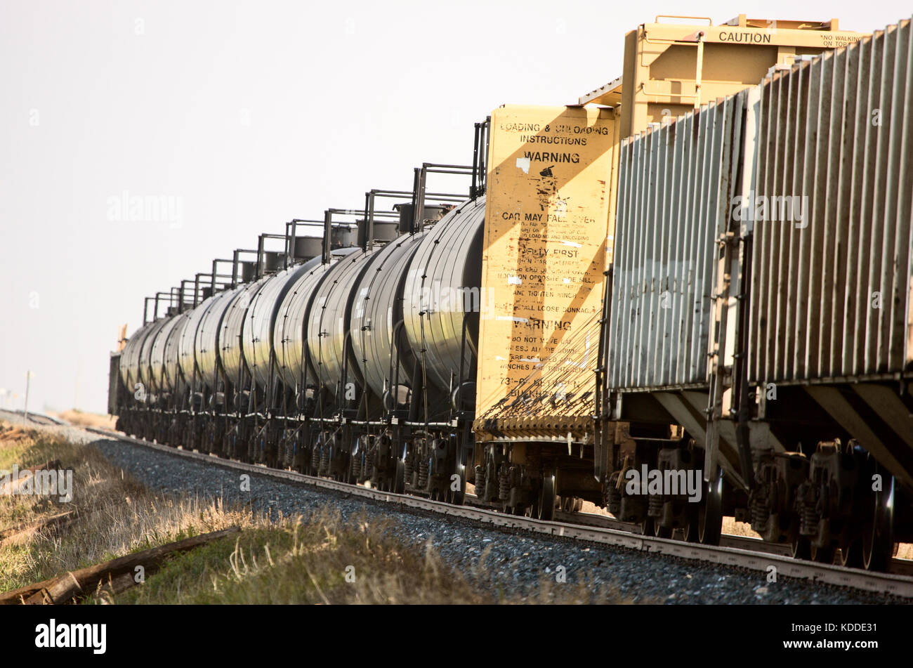 Crude Oil Train Cars tanker rail line Canada Stock Photo - Alamy
