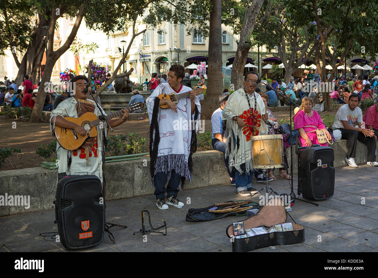 April 4, 2014 Oaxaca, Mexico: street musicians performing in the ...