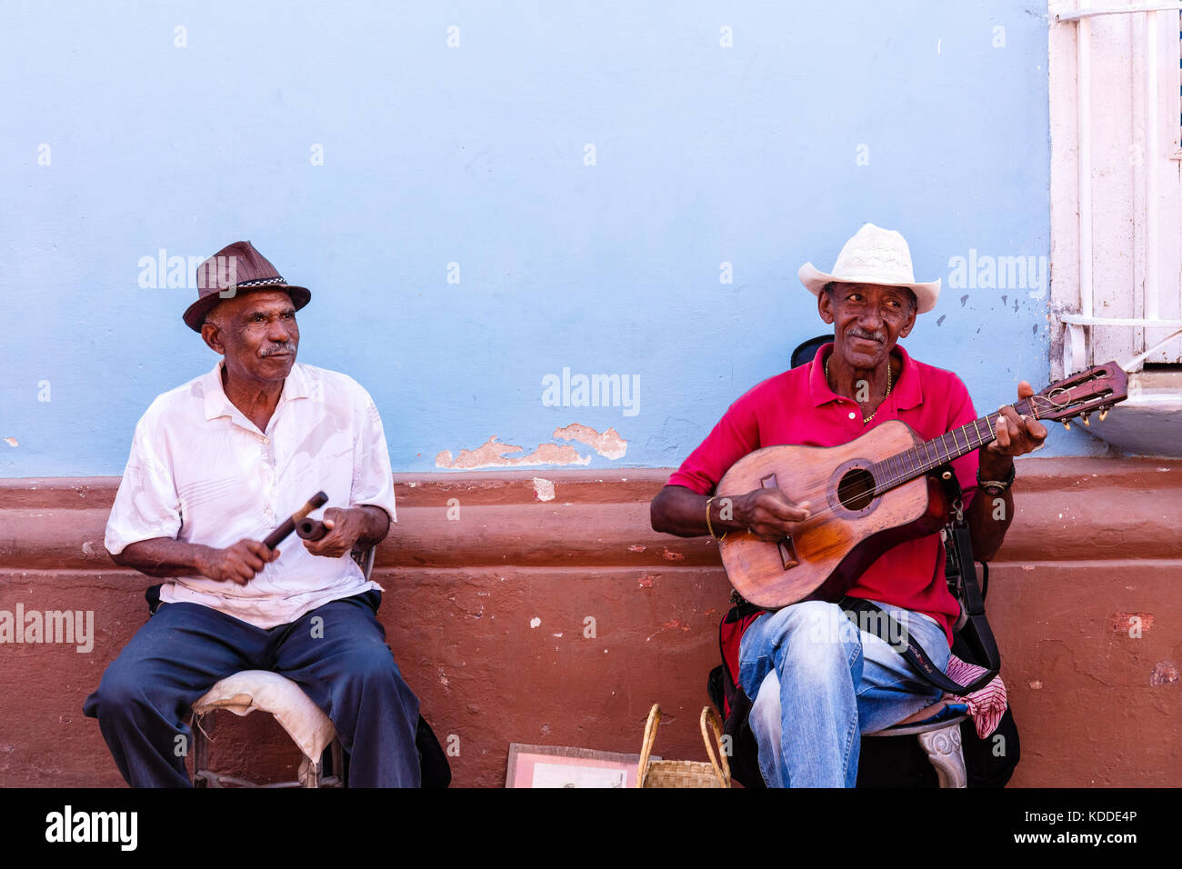 Cuban musicians playing guitar music, Trinidad, Cuba, Caribbean Stock ...