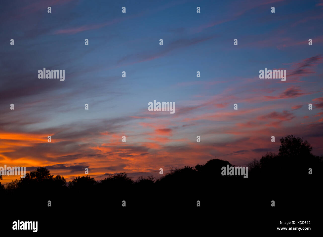 Autumn evening Sunset seen over Framingham Suffolk England UK with ...