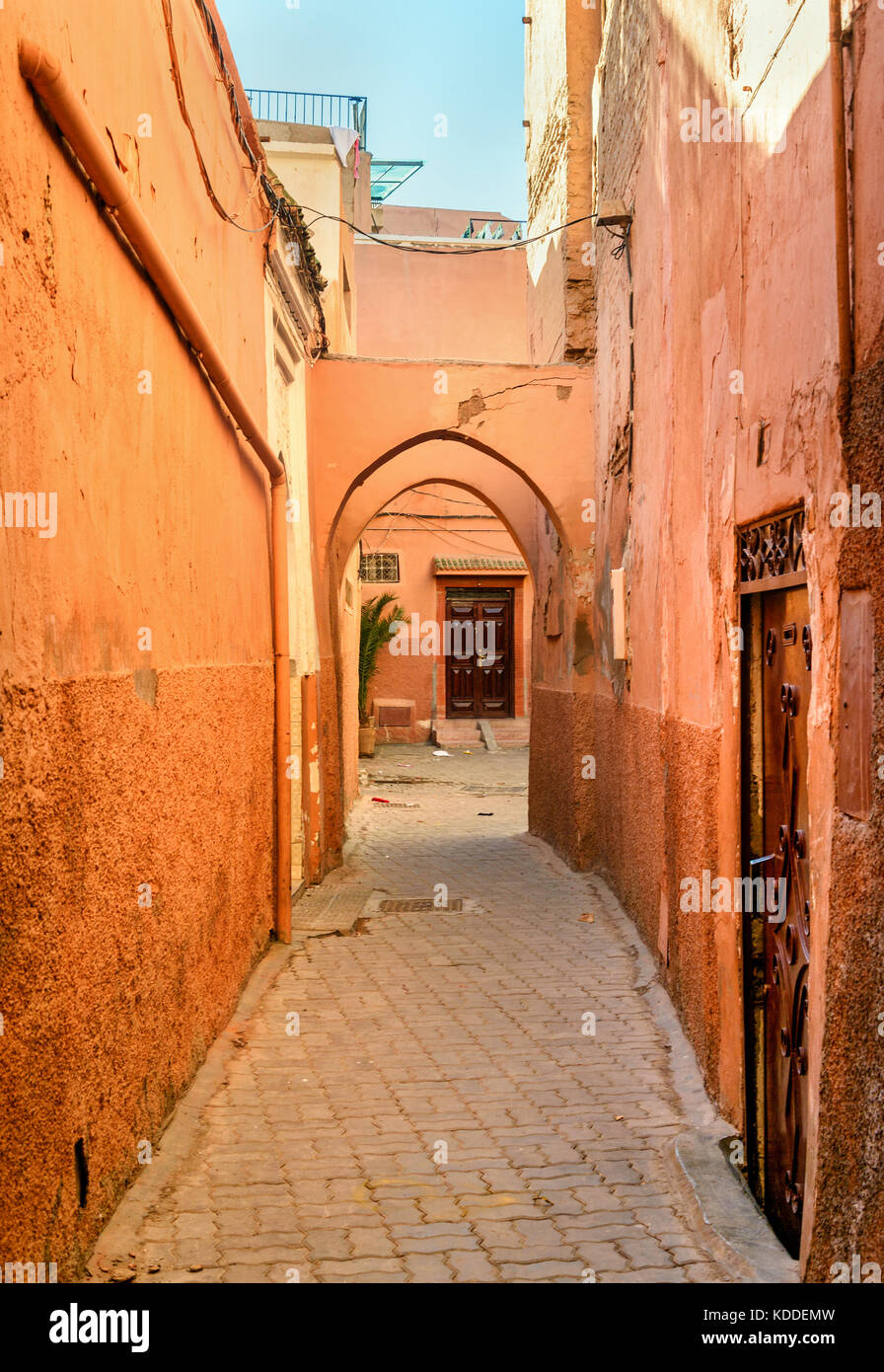 On the narrow street in medina at Marrakesh. Morocco Stock Photo - Alamy