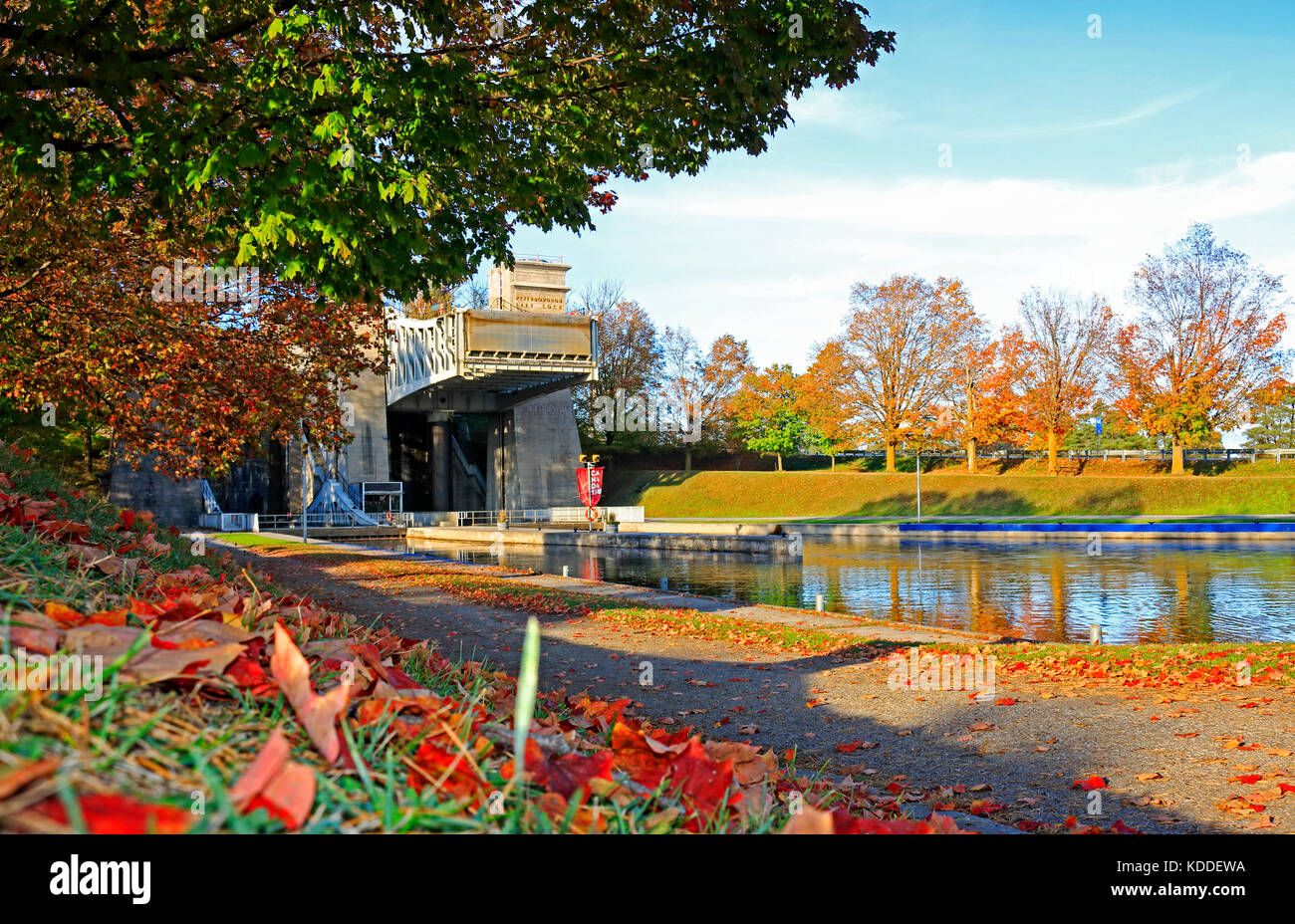 Peterborough Lift Lock National Historic Site of Canada with autumn ...