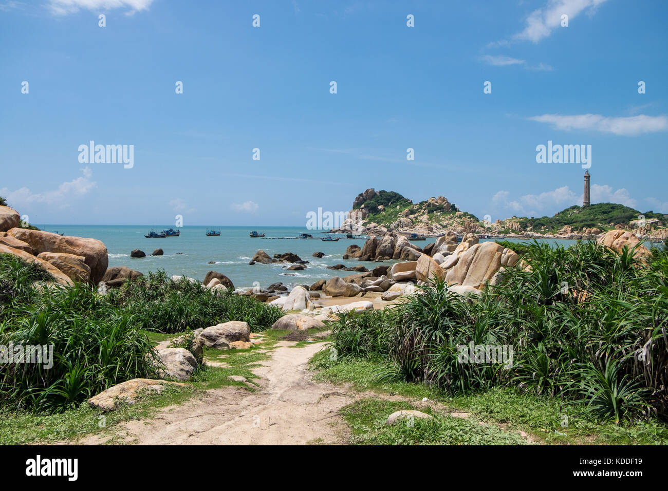 Panoramic view of the Ke Ga beach and lighthouse, Phan Thiet, Vietnam ...