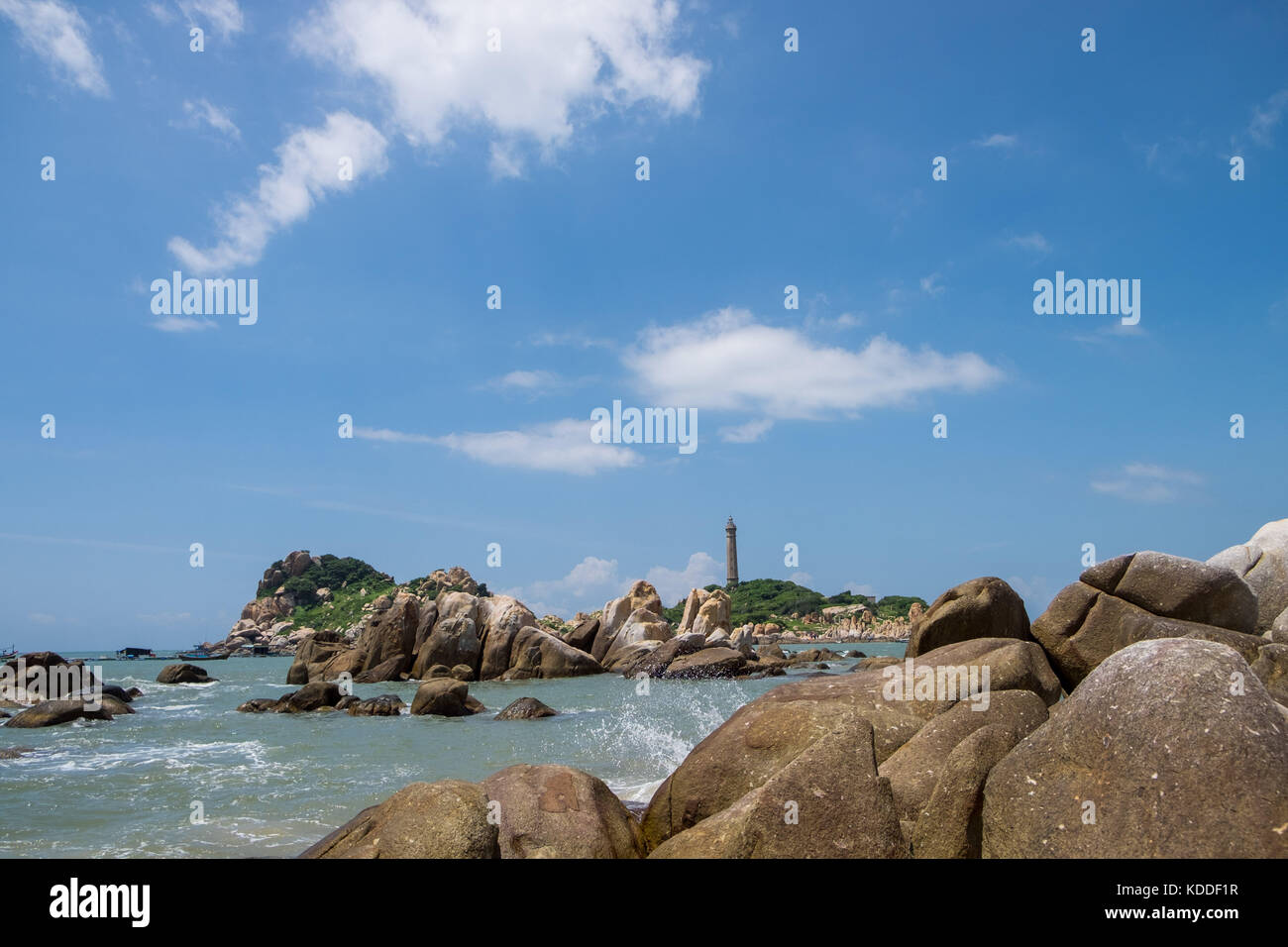 Panoramic view of the Ke Ga beach and lighthouse, Phan Thiet, Vietnam ...