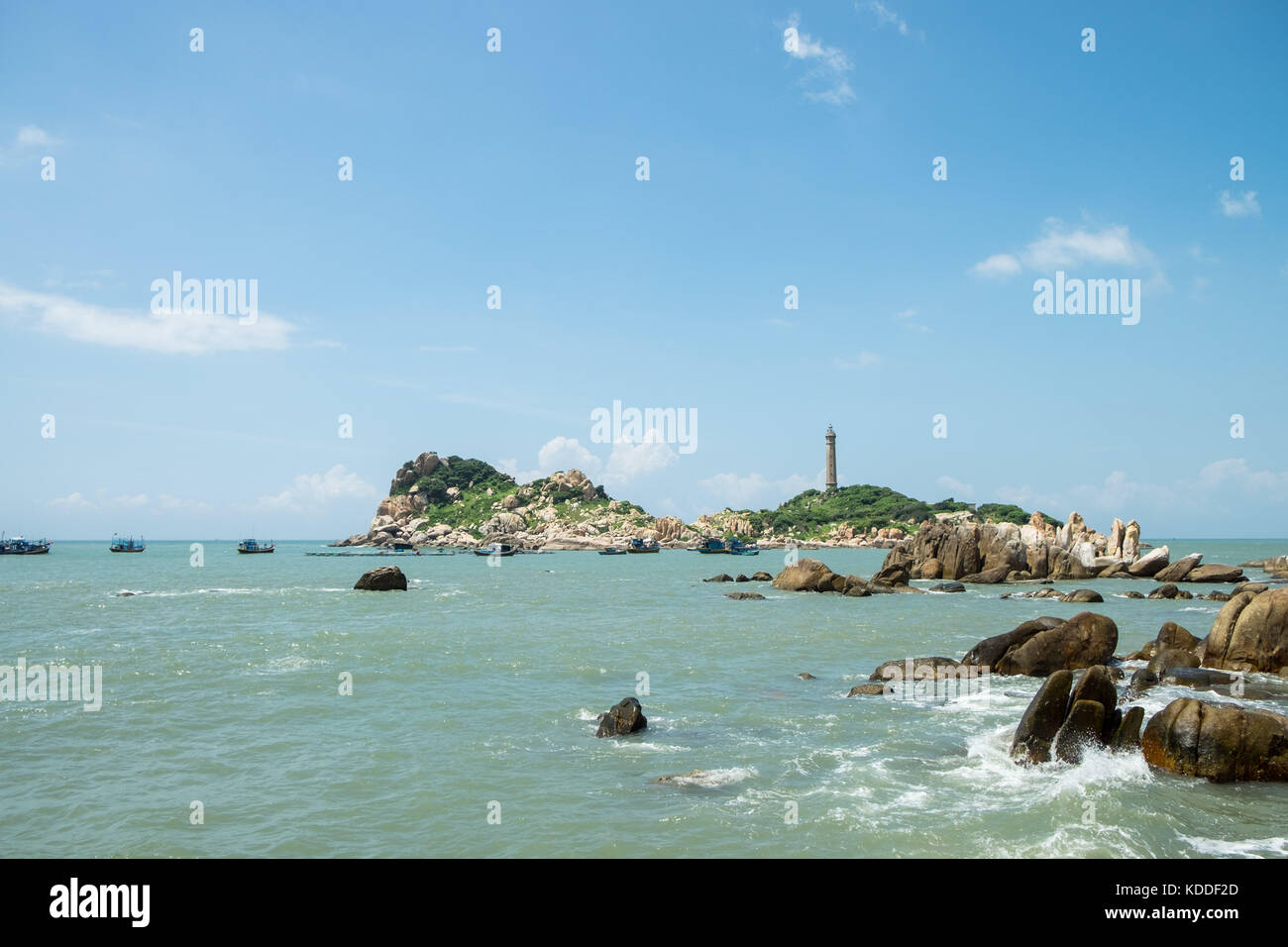 Panoramic view of the Ke Ga beach and lighthouse, Phan Thiet, Vietnam ...