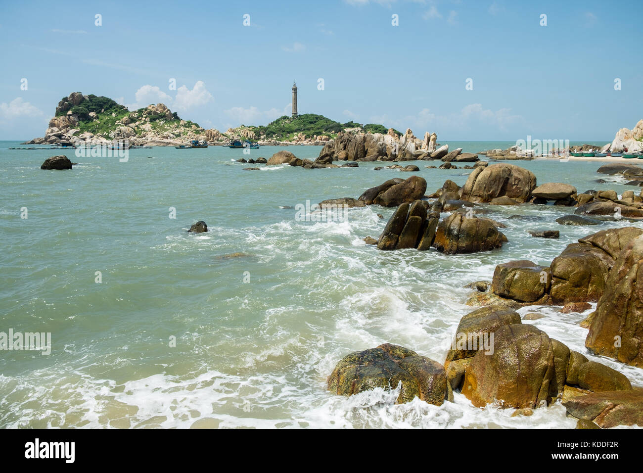 Panoramic view of the Ke Ga beach and lighthouse, Phan Thiet, Vietnam ...