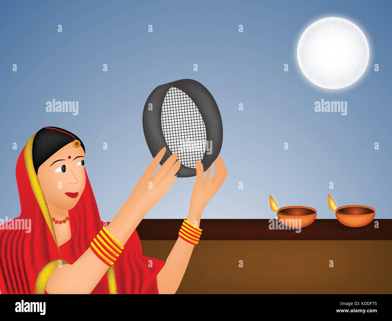 illustration of Hindu Festival Karva Chauth background Stock Vector ...