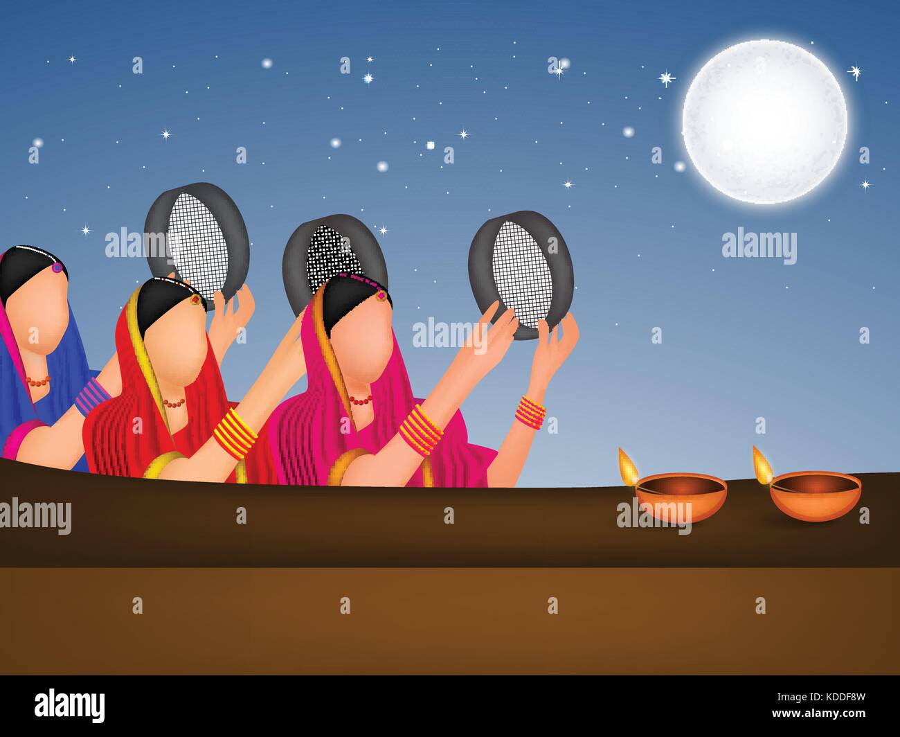illustration of Hindu Festival Karva Chauth background Stock Vector ...