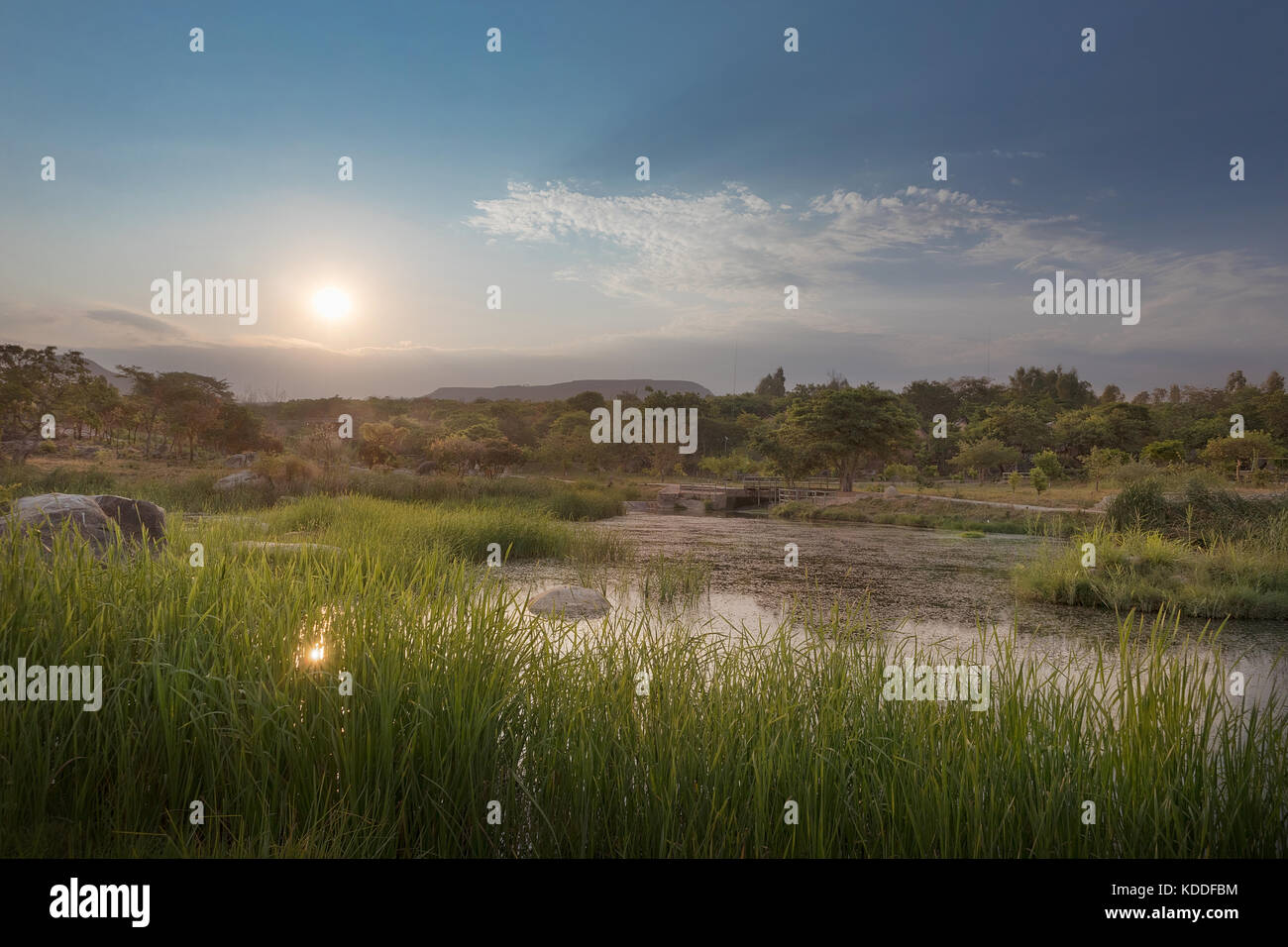 View to African lake with mountains. Lubango. Angola Stock Photo - Alamy