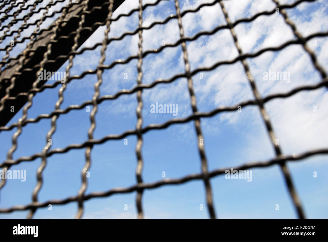 gate, private area, closed, mesh, fence, guarded area, blue sky Stock ...