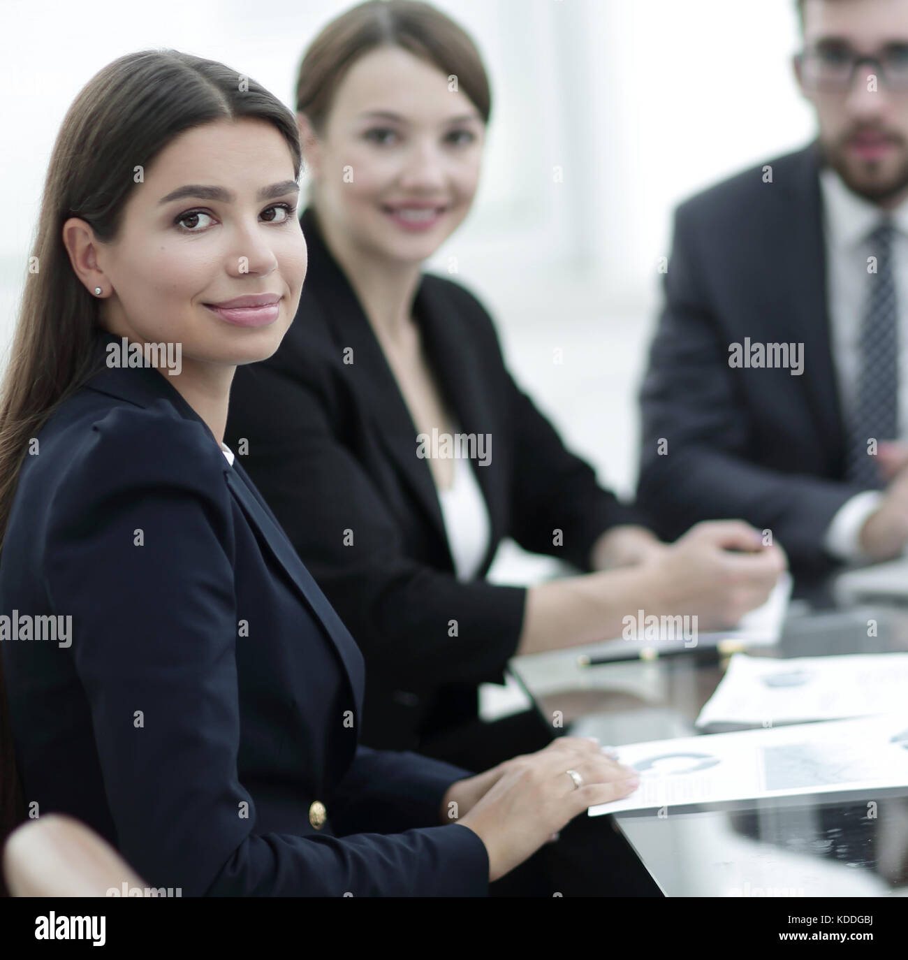 closeup.employees in the office Stock Photo - Alamy