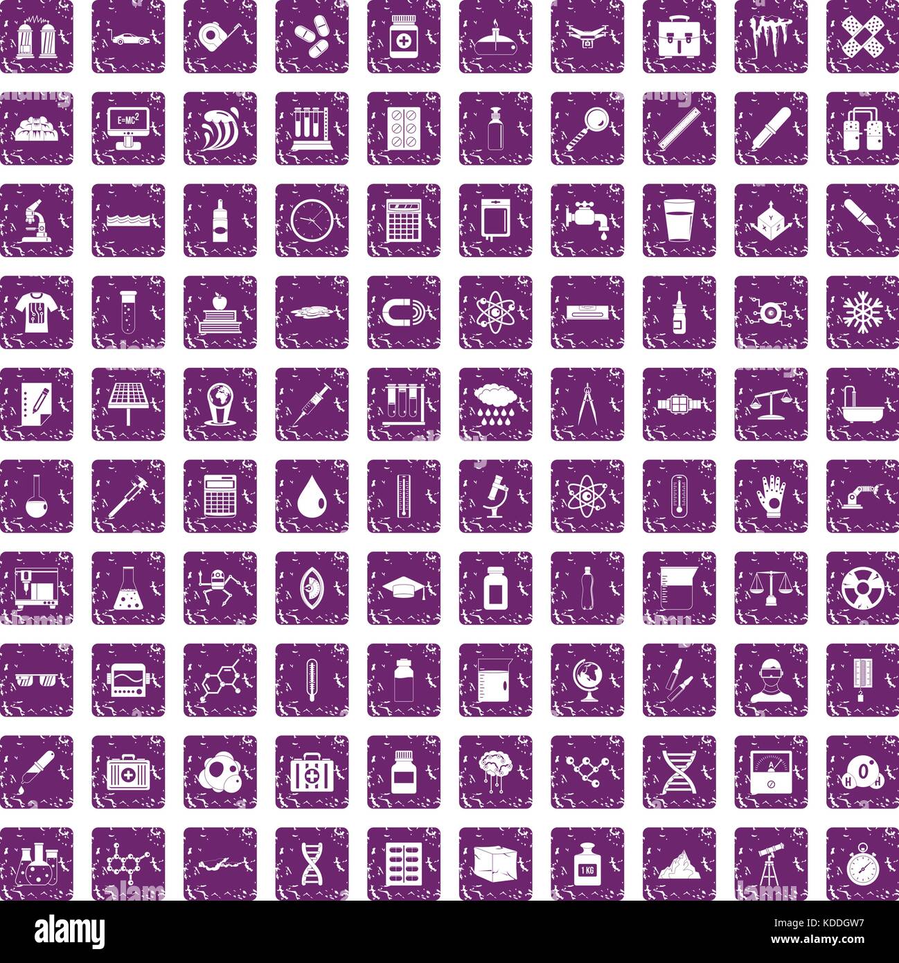 100 laboratory icons set grunge purple Stock Vector Image & Art - Alamy