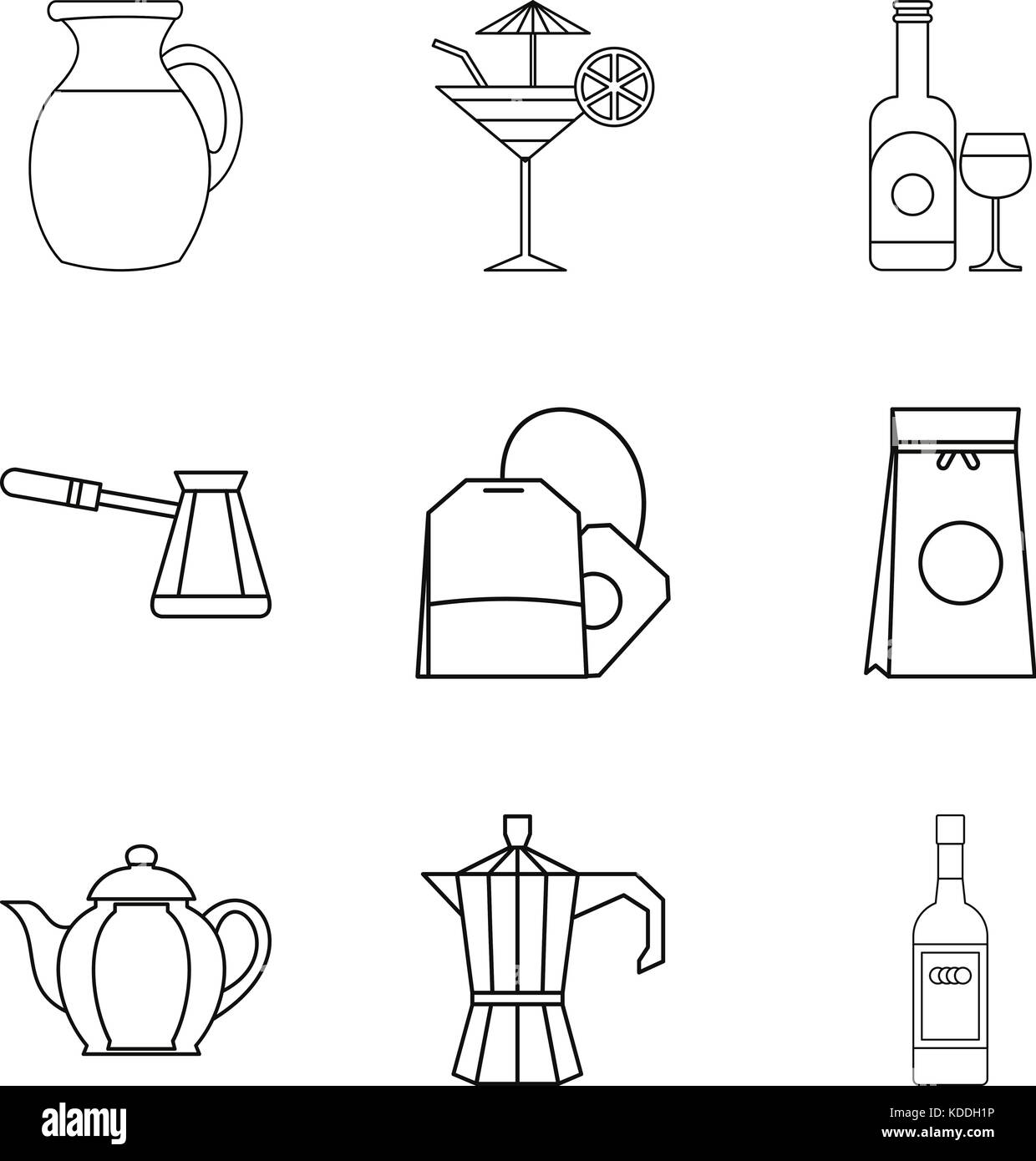 Tea bag icons set, outline style Stock Vector Image & Art - Alamy
