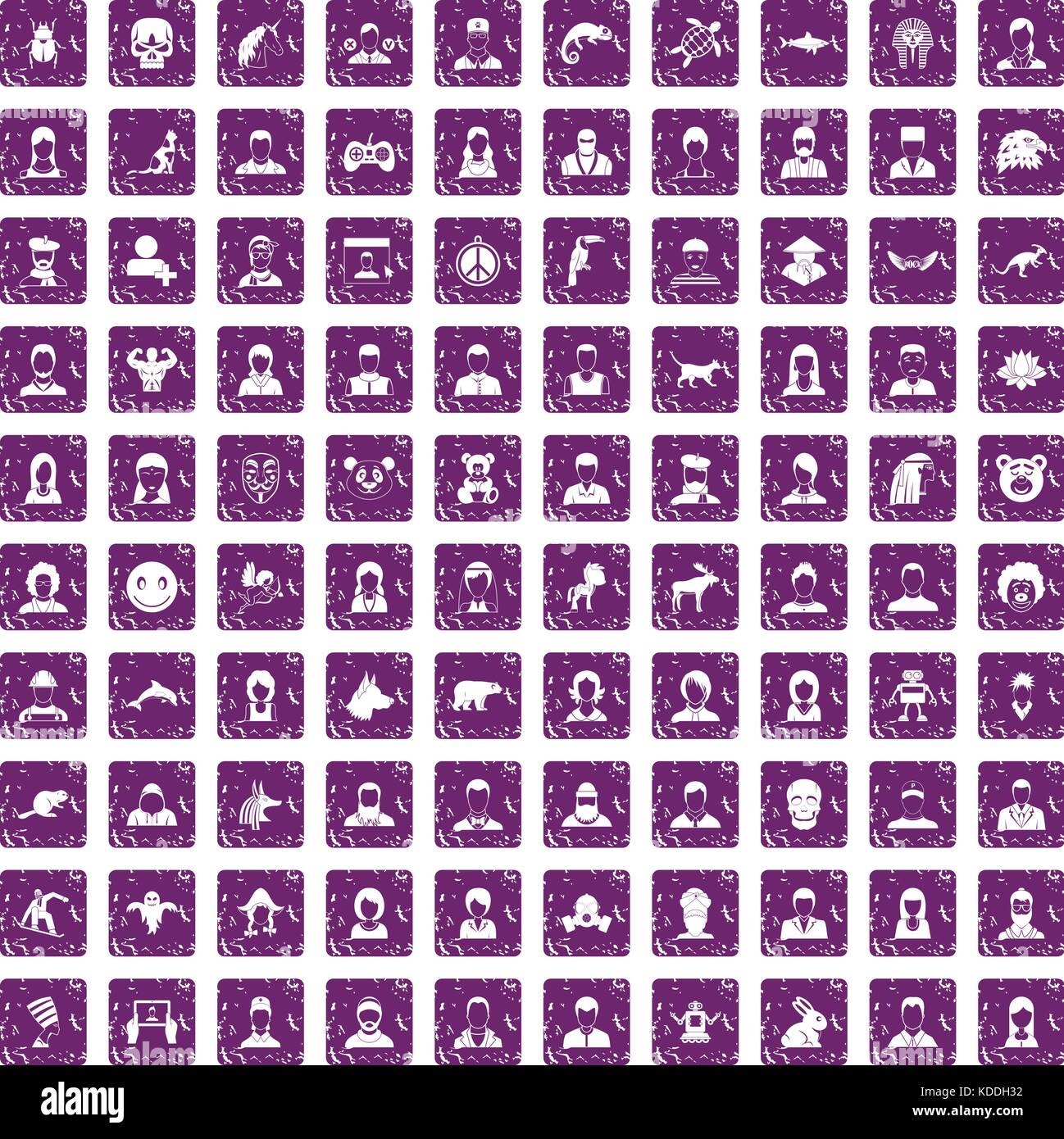 100 avatar icons set grunge purple Stock Vector Image & Art - Alamy