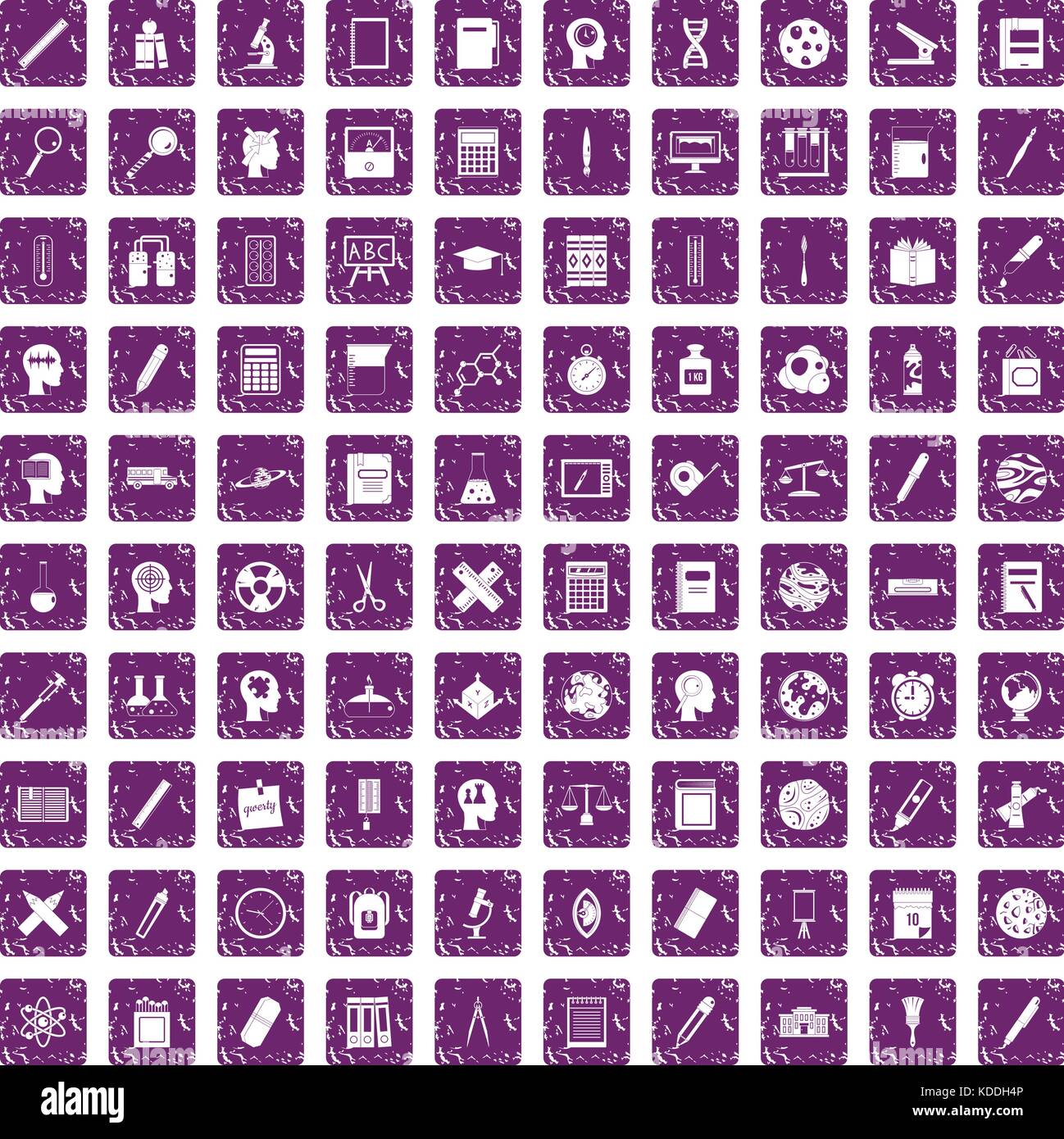 100 learning icons set grunge purple Stock Vector Image & Art - Alamy