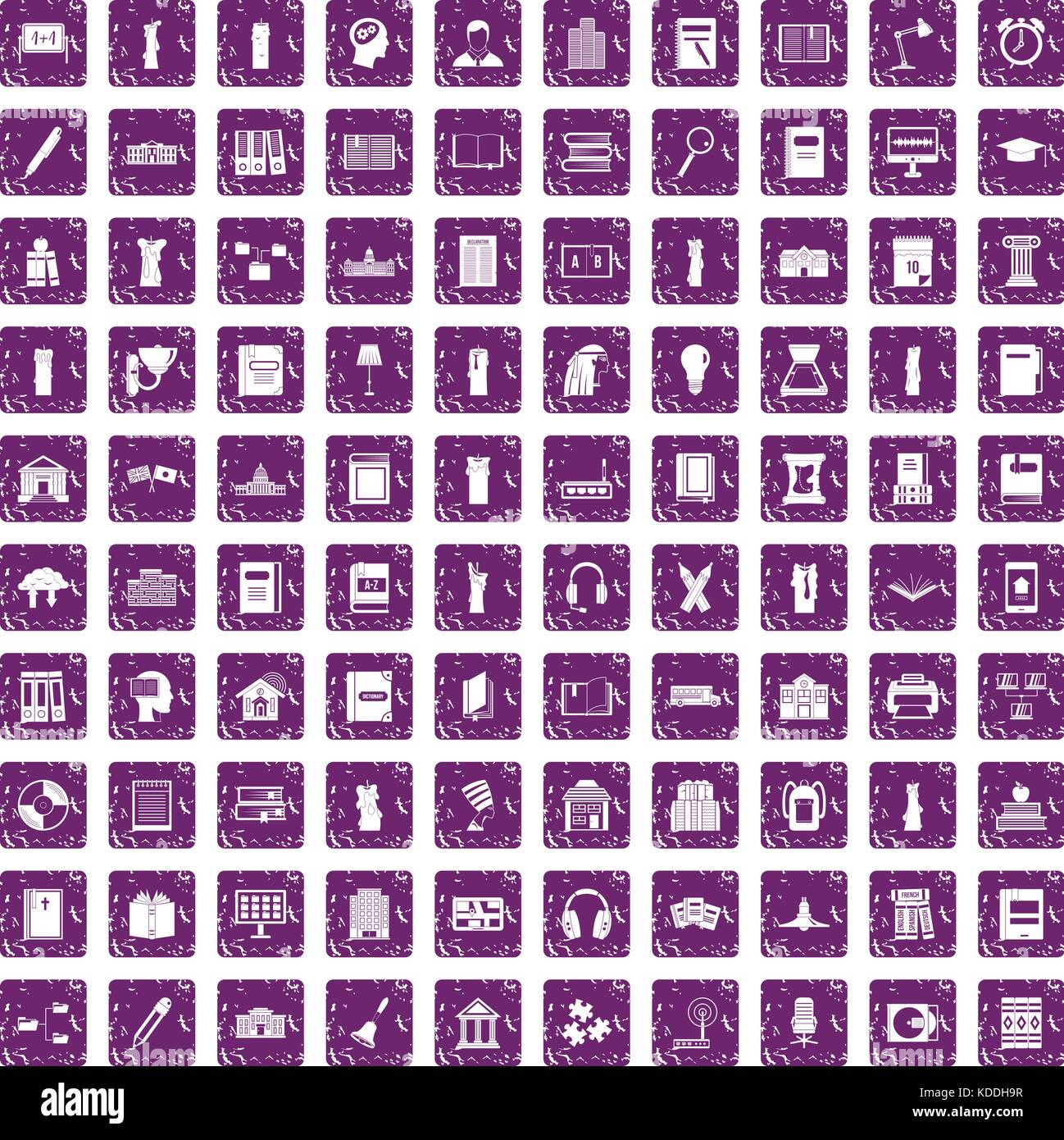 100 library icons set grunge purple Stock Vector Image & Art - Alamy