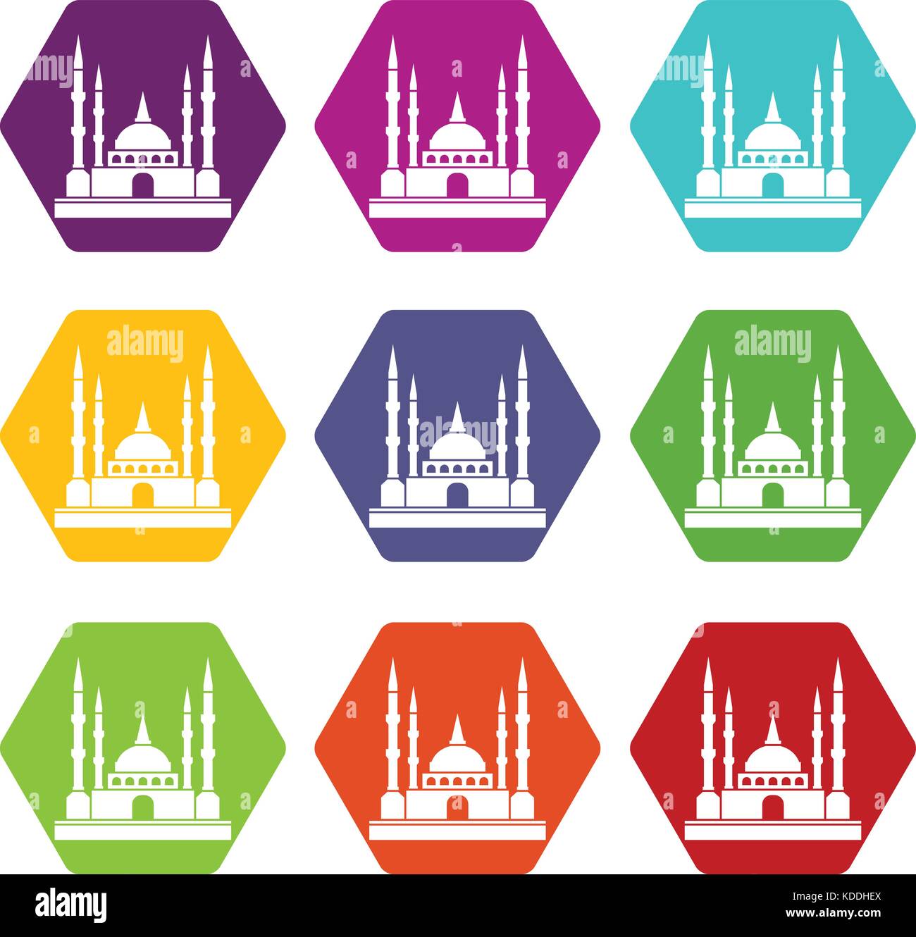 Mosque icon set color hexahedron Stock Vector Image & Art - Alamy