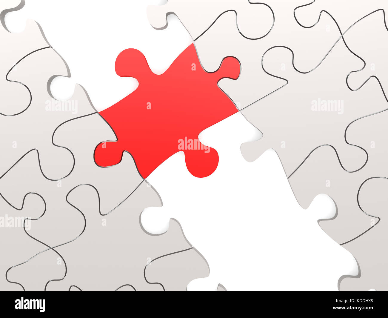 Red puzzle as a bridge with a white parts, 3D rendering Stock Photo - Alamy