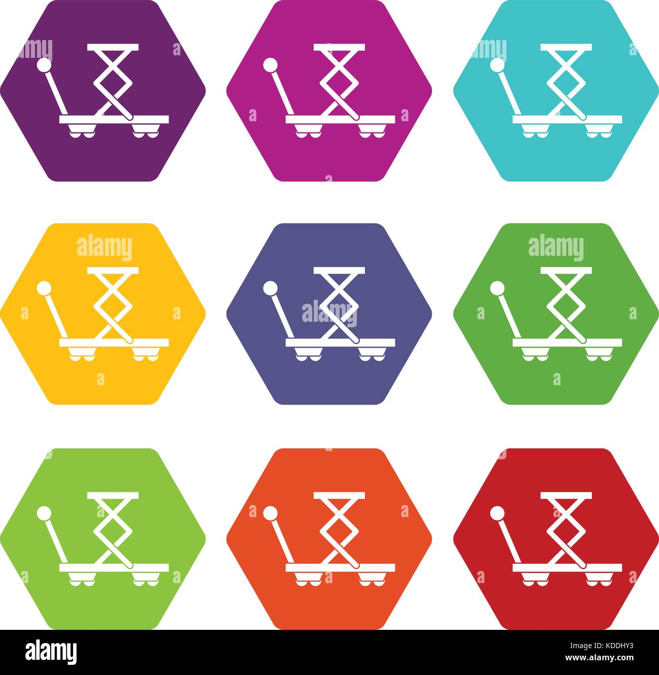 Truck with lifting spring icon set color hexahedron Stock Vector Image ...