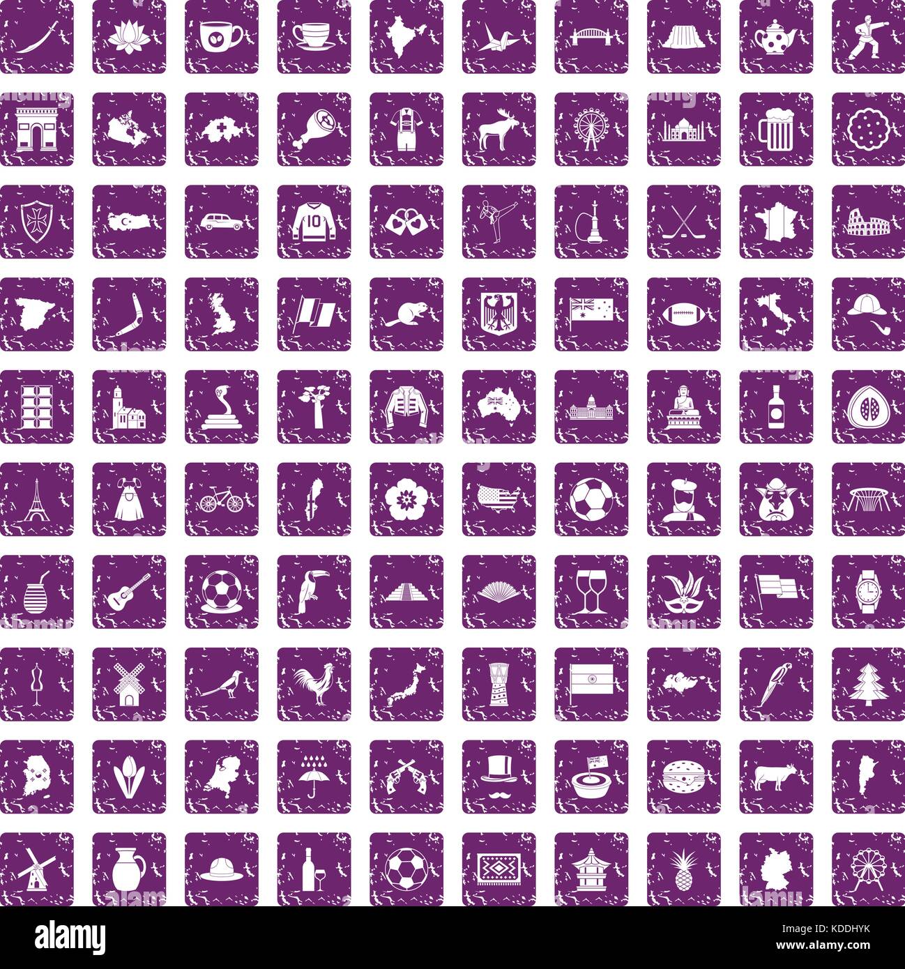 100 map icons set grunge purple Stock Vector Image & Art - Alamy