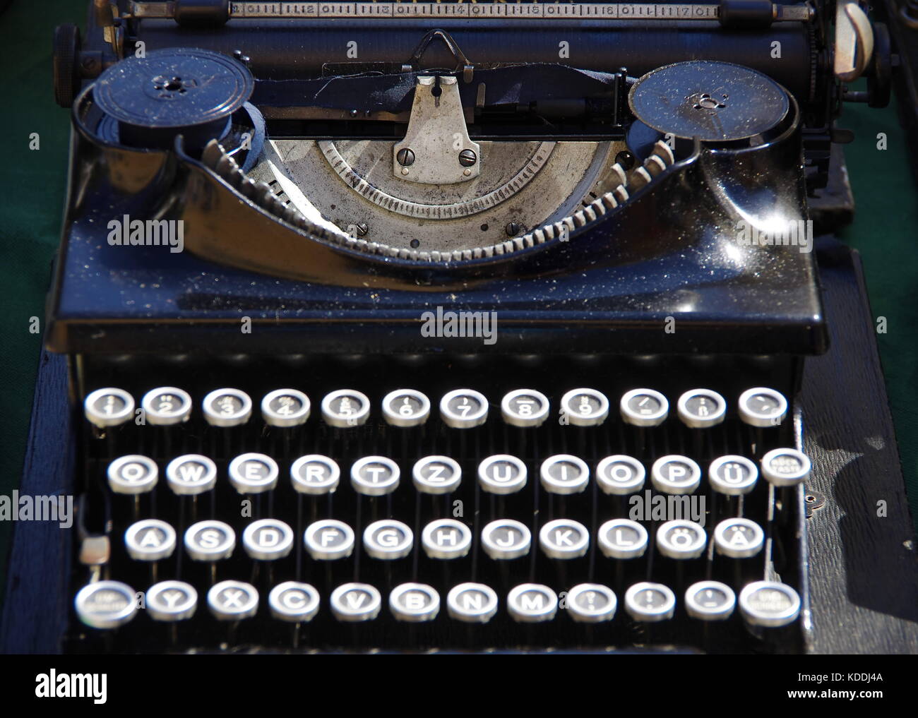 Vintage antique black typewriter with round alphabet buttons Stock ...