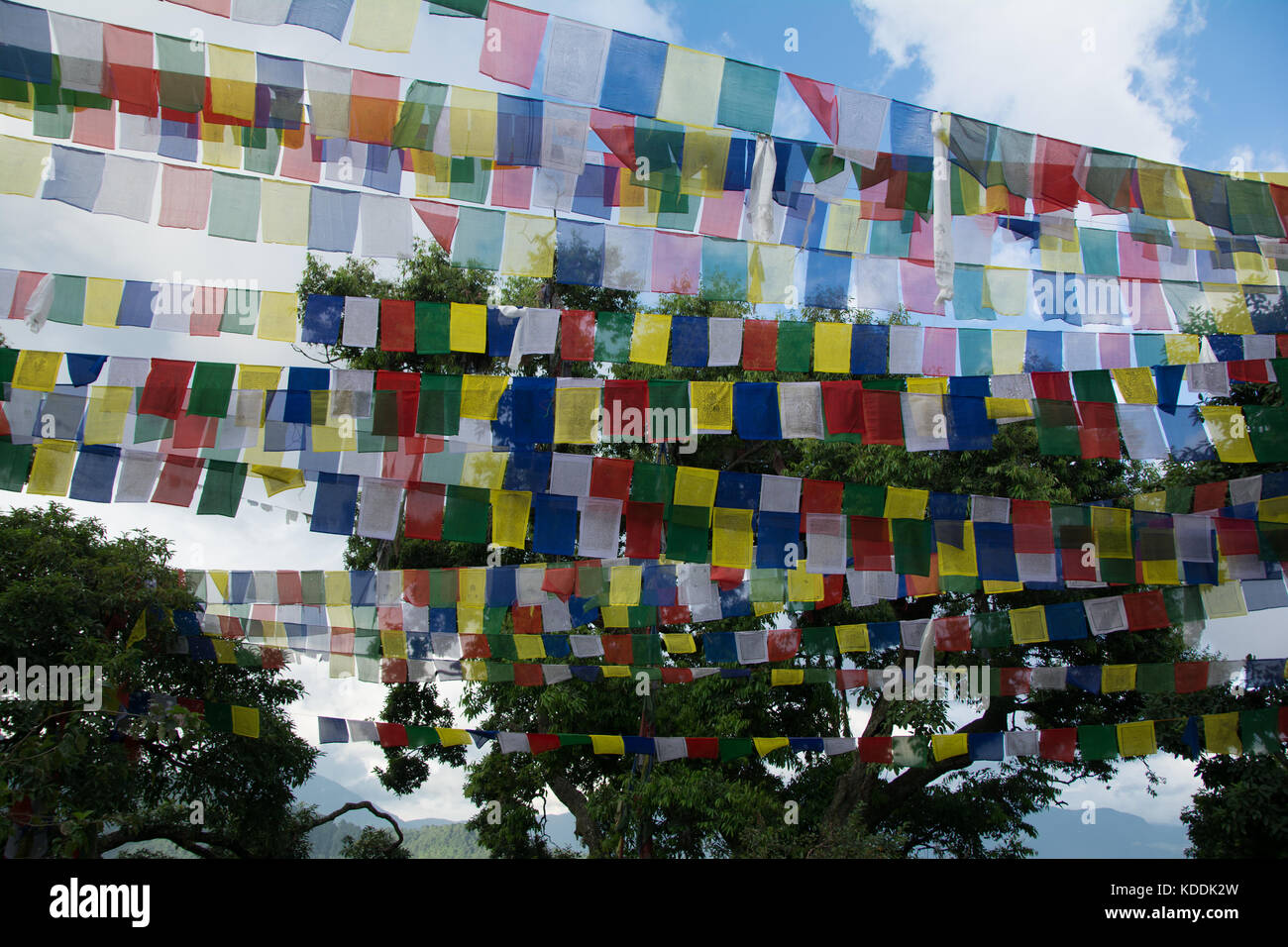 Buddhist colorful flags Stock Photo - Alamy