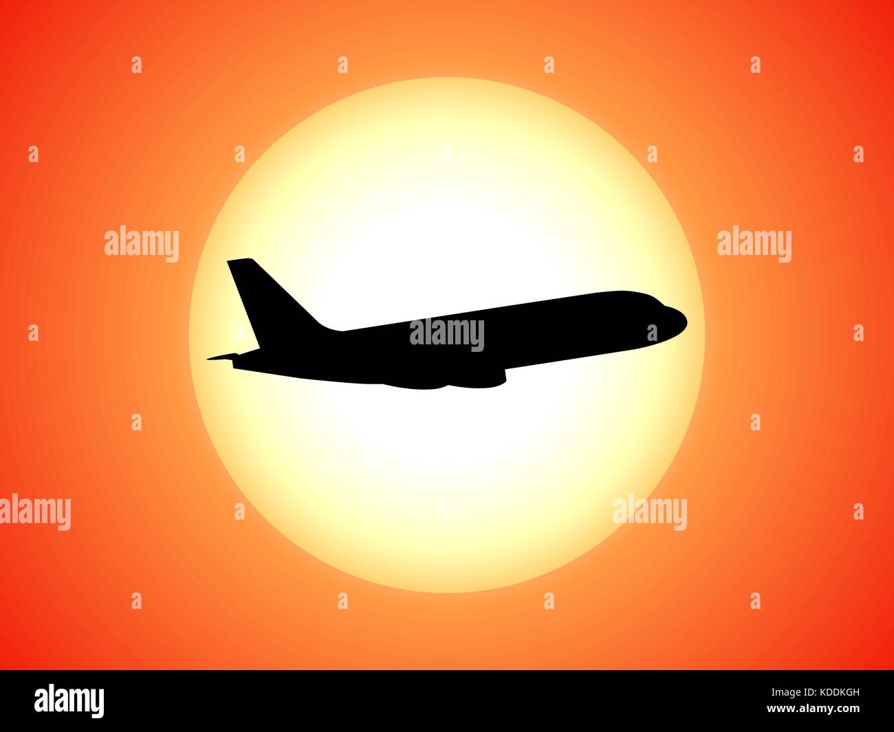 Vector airplane silhouette background sunset Stock Vector Image & Art ...