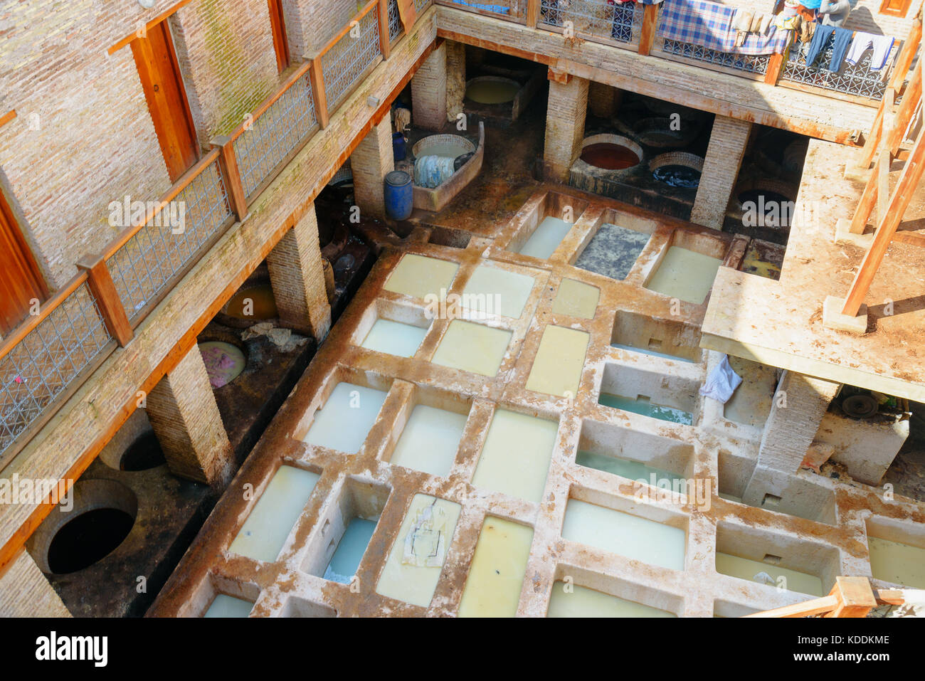 Small Leather traditional tannery in ancient medina of Fes El Bali. Fez ...