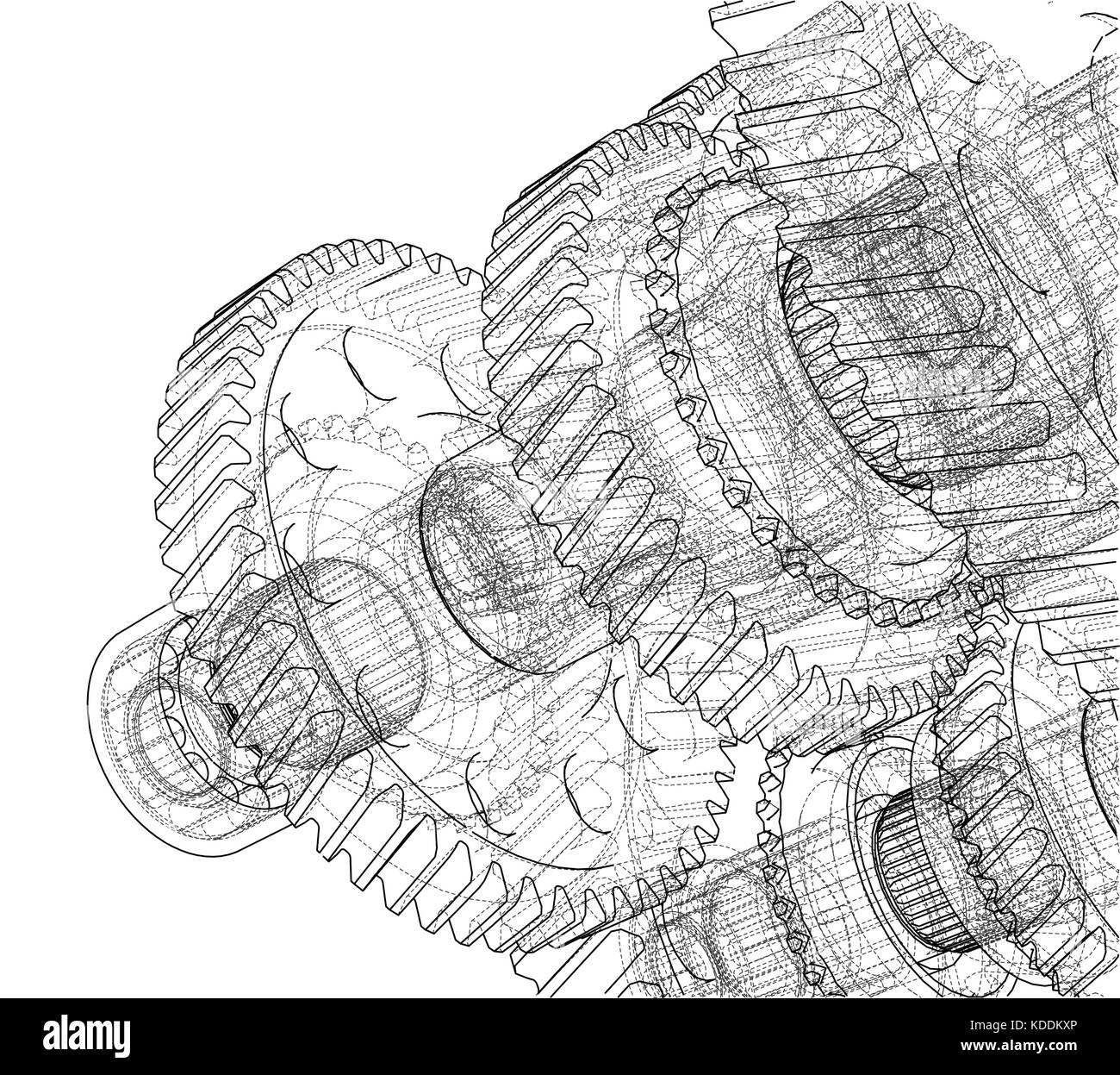 Gearbox sketch. Vector Stock Vector Image & Art - Alamy