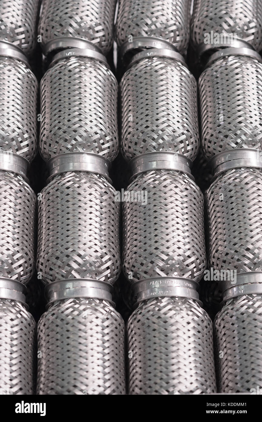 Flexible tubular exhaust pipe. Car Exhaust Compensator Stock Photo - Alamy