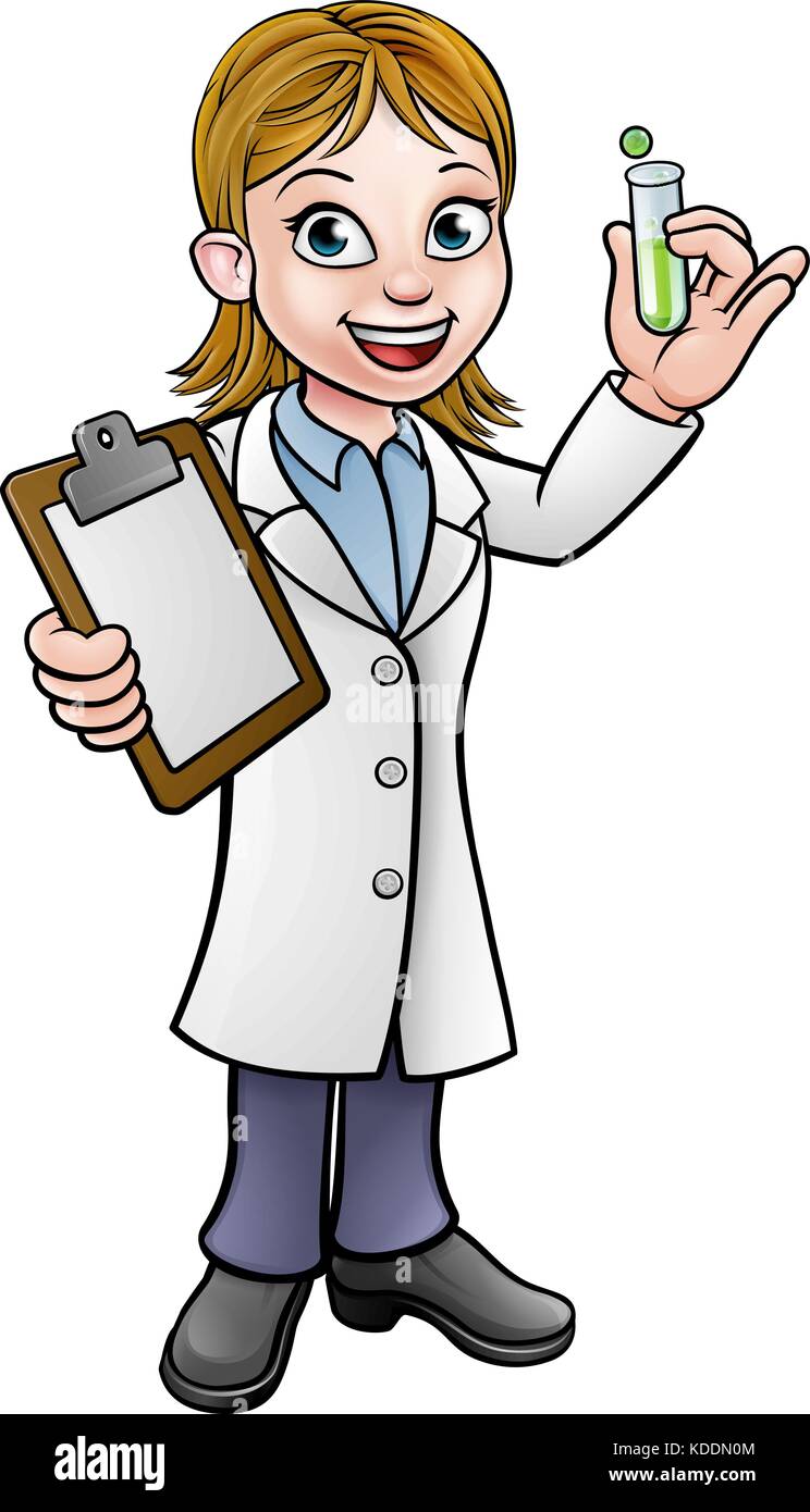 Cartoon Scientist Holding Test Tube and Clipboard Stock Vector Image ...
