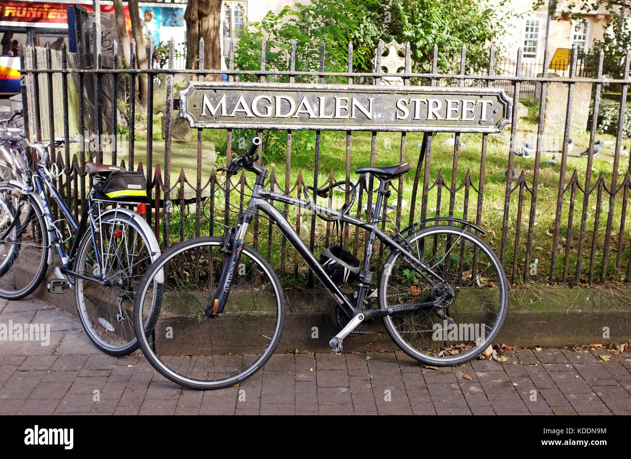 Oxford Oxfordshire UK - Cycles in Magdalen Street in city centre ...