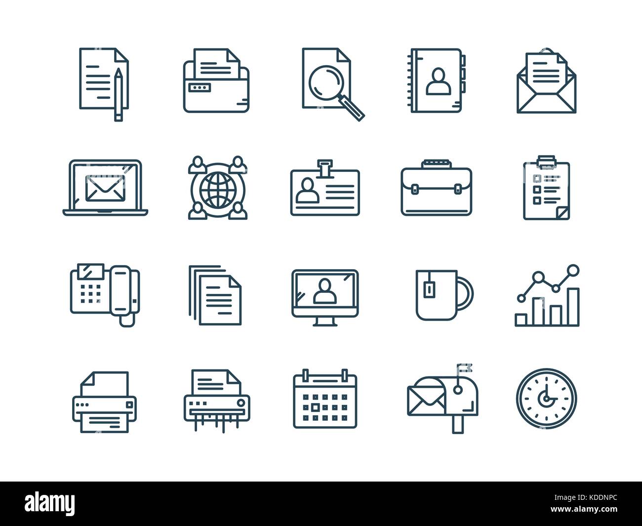 Business and office work. Documents, paperwork. Businessman. Thin line ...