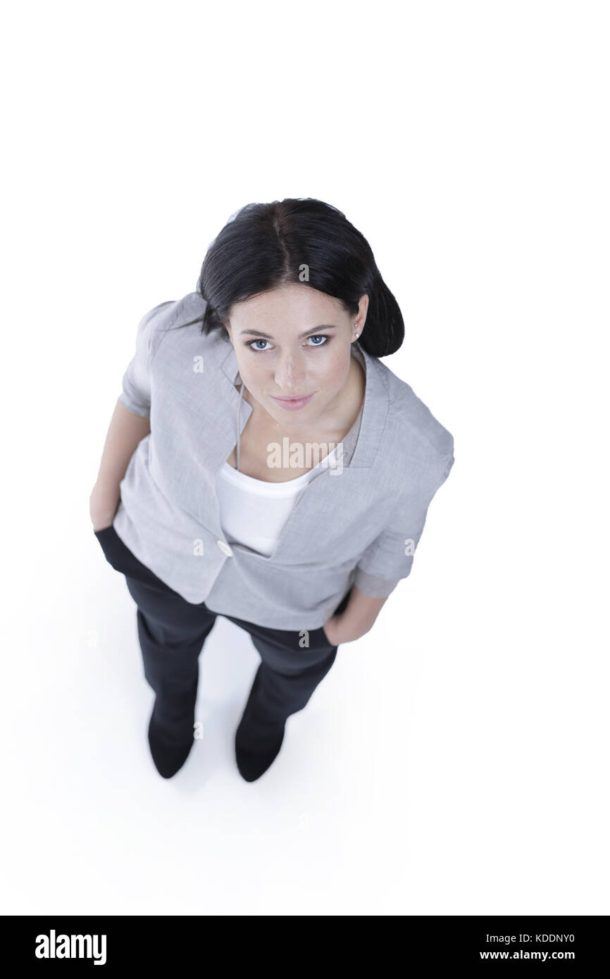full-grown. top view.successful young business woman Stock Photo - Alamy