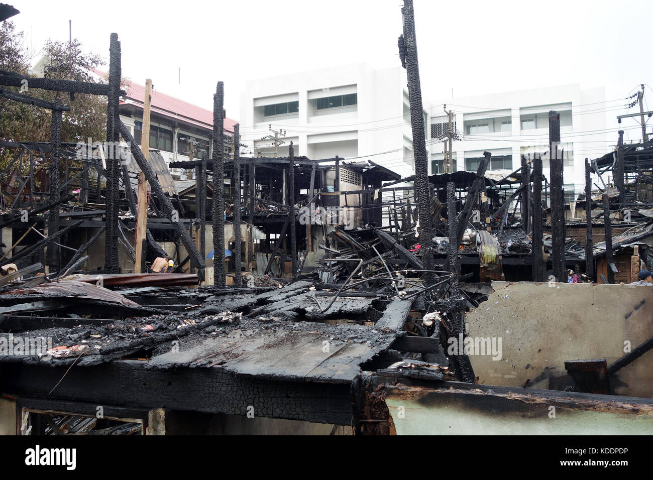 Deserted run down building after a fire Stock Photo - Alamy