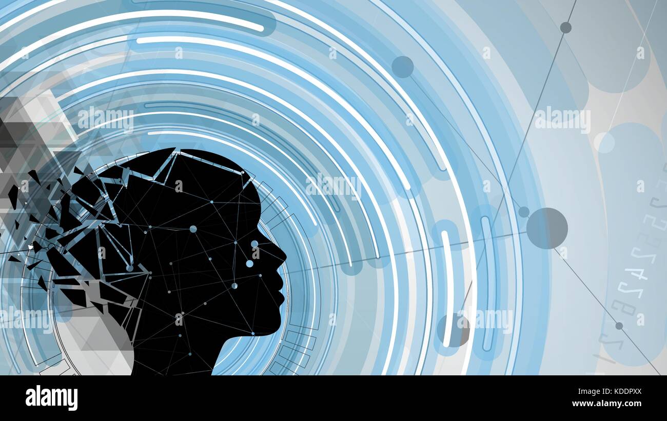 Abstract Artificial intelligence. Technology web background. Virtual ...