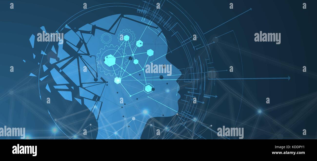 Abstract Artificial intelligence. Technology web background. Virtual ...