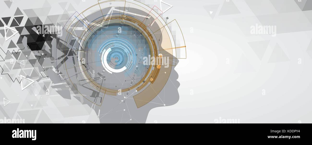 Abstract Artificial intelligence. Technology web background. Virtual ...