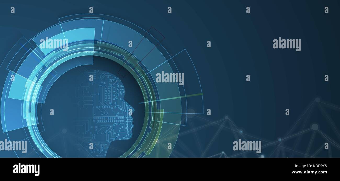 Abstract Artificial intelligence. Technology web background. Virtual ...