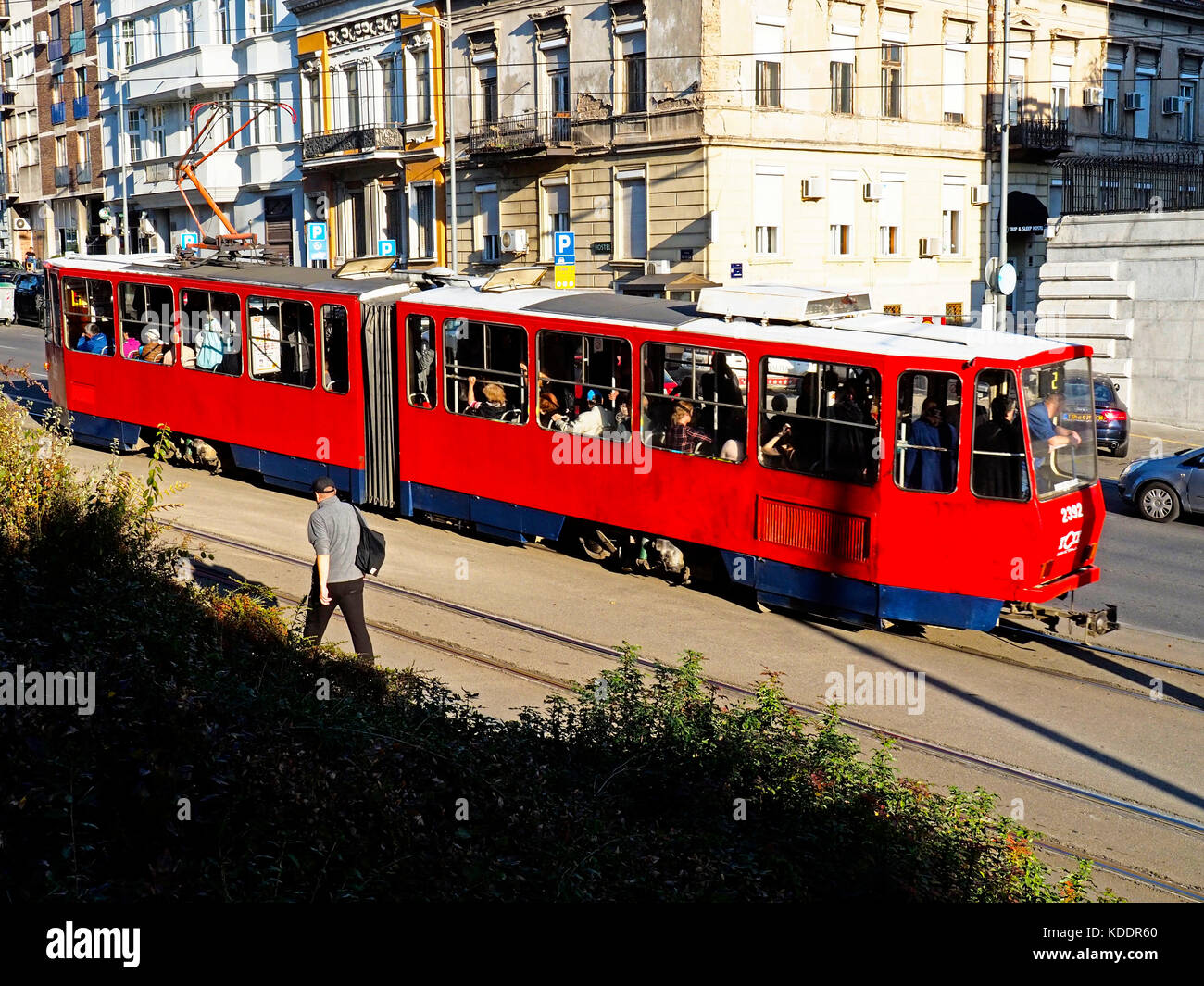 Red trolley hi-res stock photography and images - Alamy