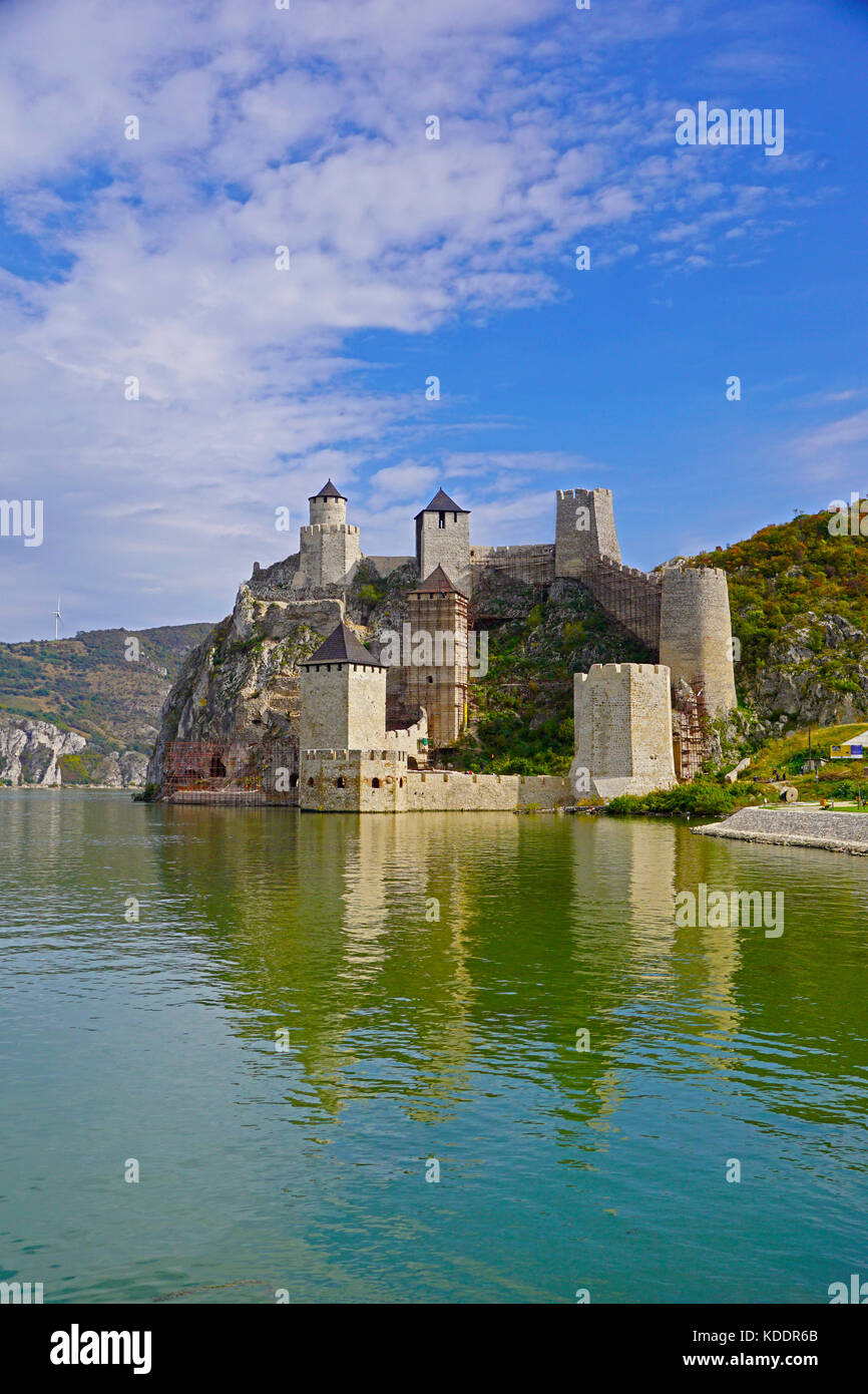 Golubac Fortress guarding the Iron Gate gorge of the Danube River in ...
